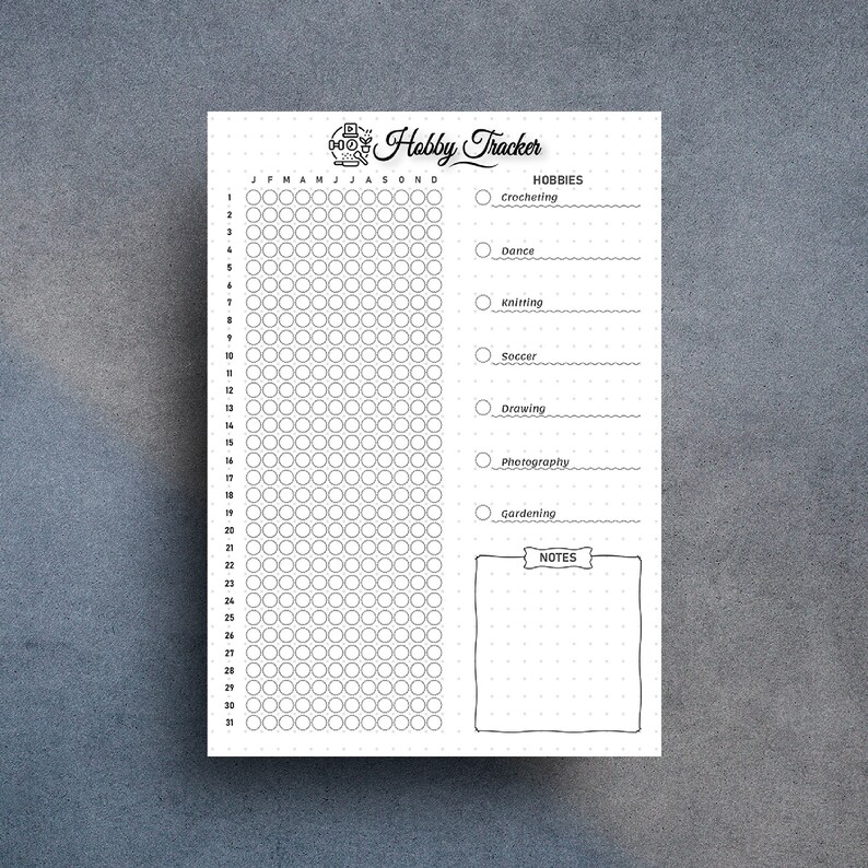 Hobby Tracker: A4 Printable Journal Page (PDF) - Etsy