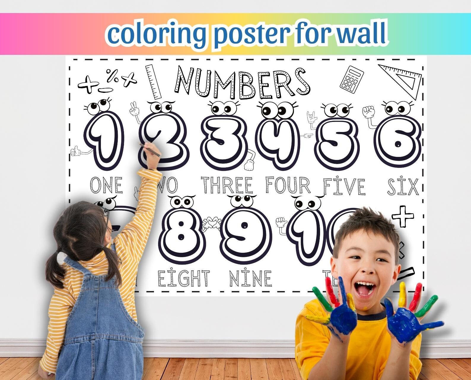 Number's Coloring Page Gian Coloring Page Coloring - Etsy Denmark