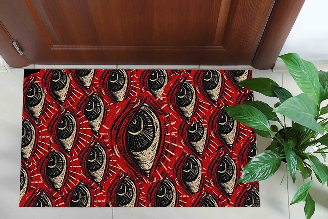 Horror Eye Chenille Rug: Modern Red Scare Design - Etsy