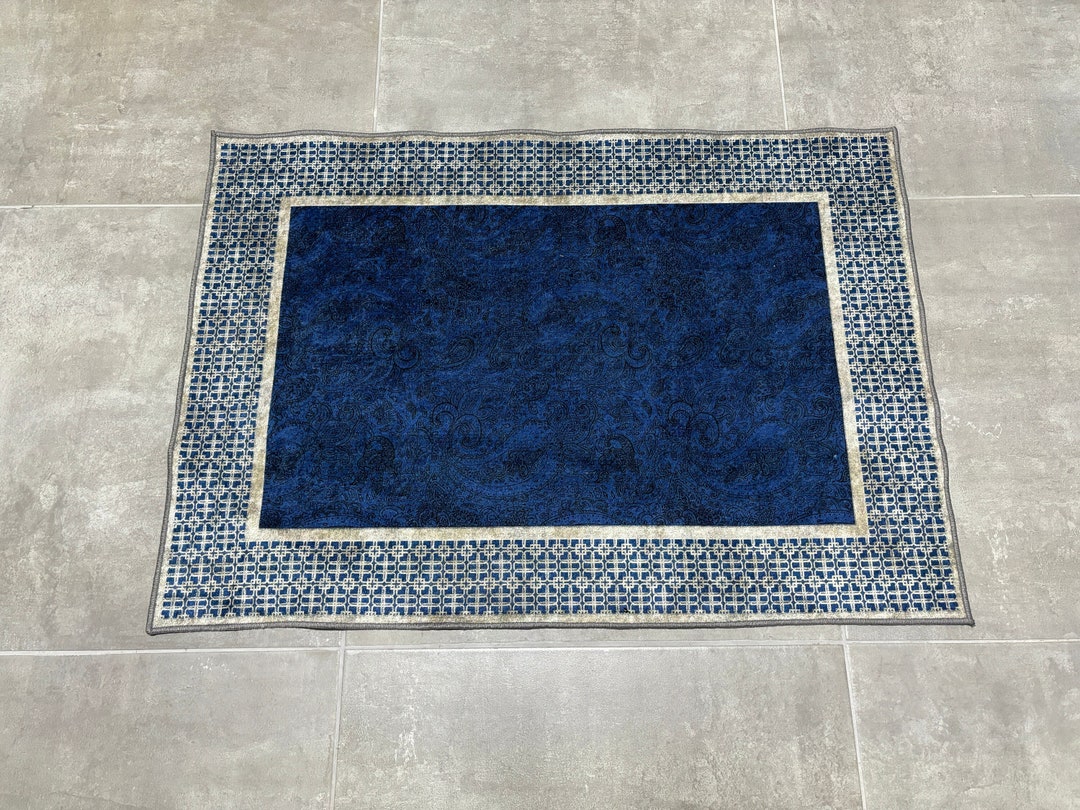 Navy Blue Rugs, Geometric Pattern Rug, Blue Rugs, Modern Rugs, Chenille ...