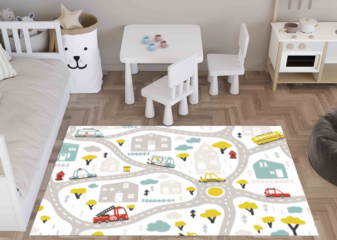 Baby City Map Rug Roads and Transport Rugs, City Map Rug, Educational ...