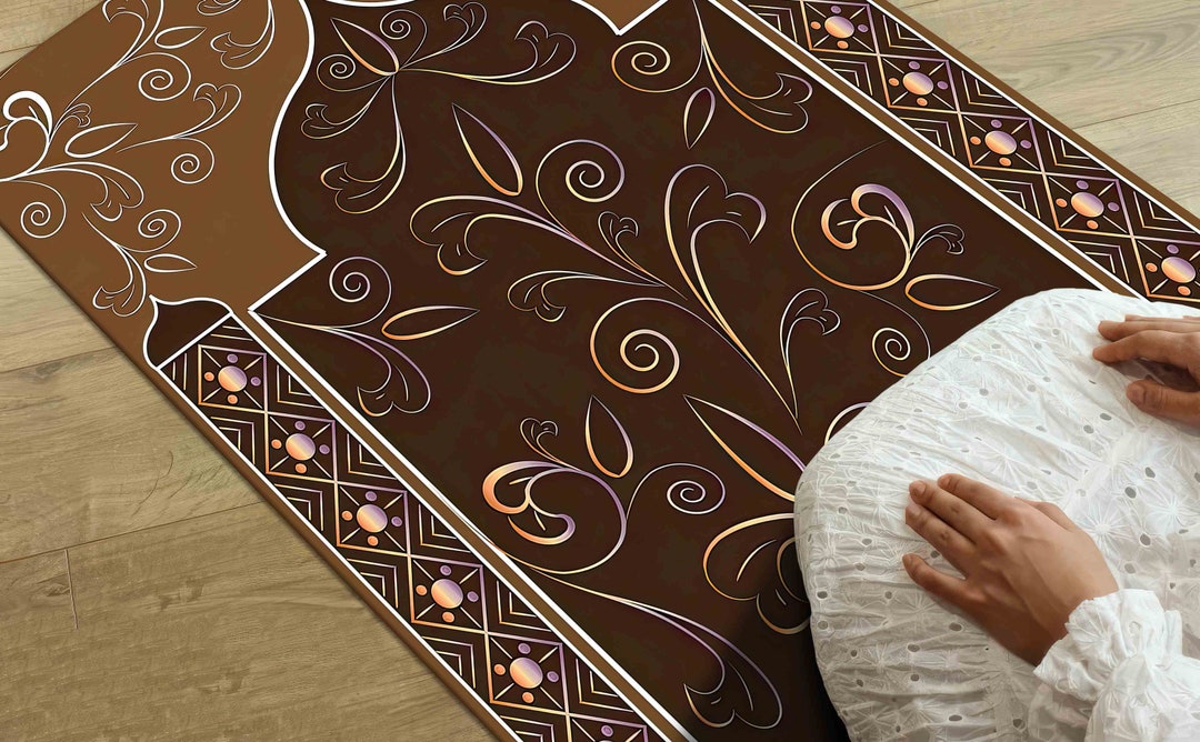 Brown Prayer Rug, Worship Rug, Islamic Rug, Pattern Rug, Luxury Rug ...