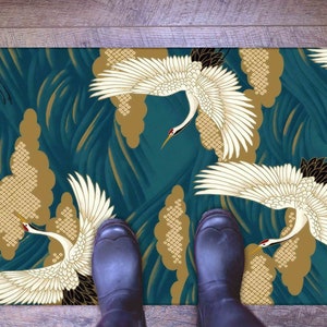 Saloon Rug, Thin Rug, Runner Rug, Gift for Her, Japanese Art Crane ...