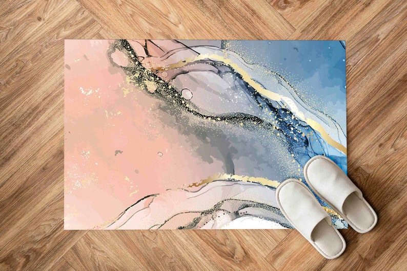 Blue and Pink Marble Rugs Luxury Marble Rugs Contemporary - Etsy