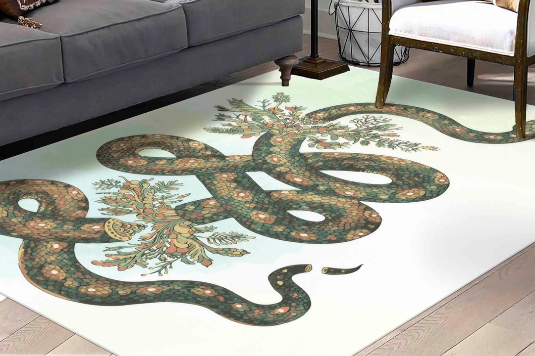 Runner Rug, Area Rug, 3D Printeds Rug, Gift for Her, Floral Snake ...