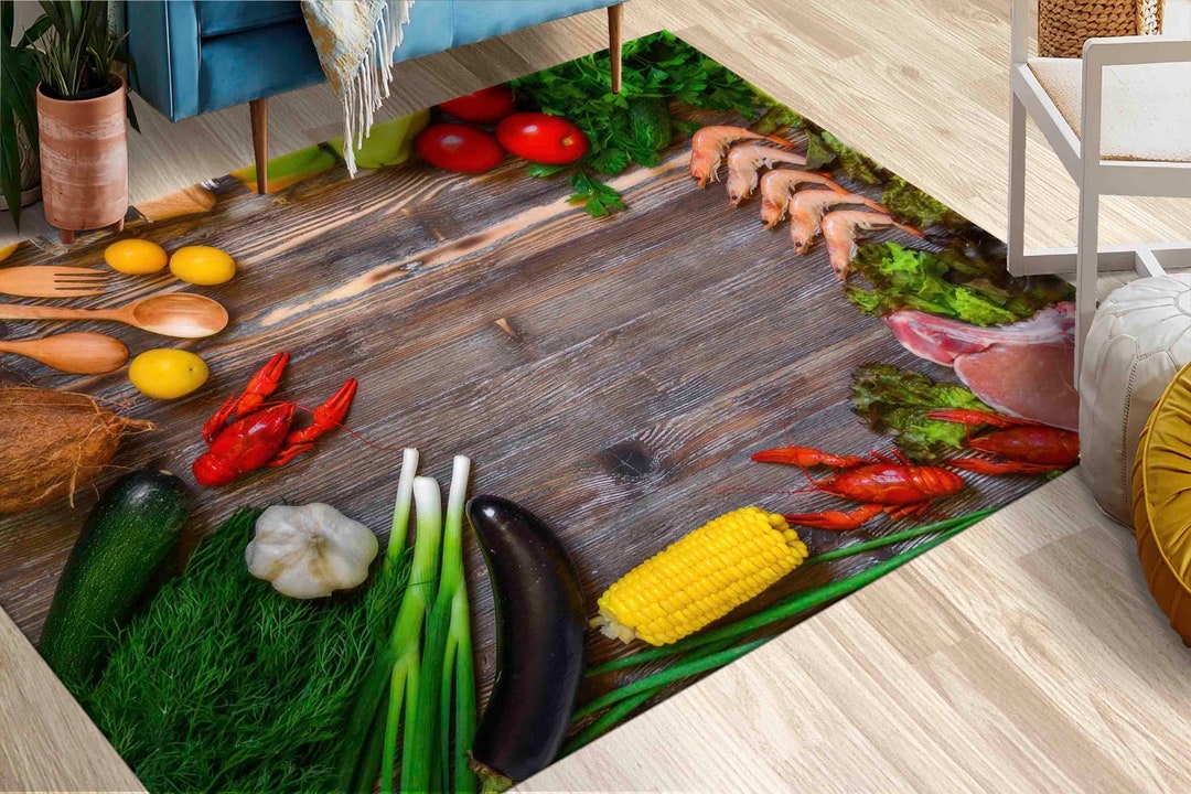 3D Printed Food Rug: Modern Kitchen Decor, Anti-slip Carpet - Etsy