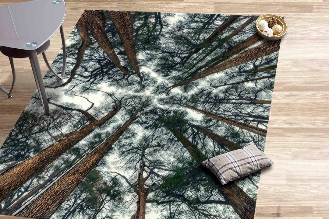 Farmhouse Rug, Forest Rug, Forest View Rug, Forest Landscape Rug, Trees ...