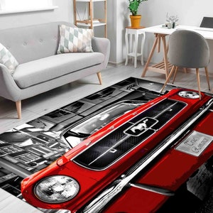 Ford Mustang Shelby Rug, Red Car Rug, Shelby Rugs, Garage Rug ...