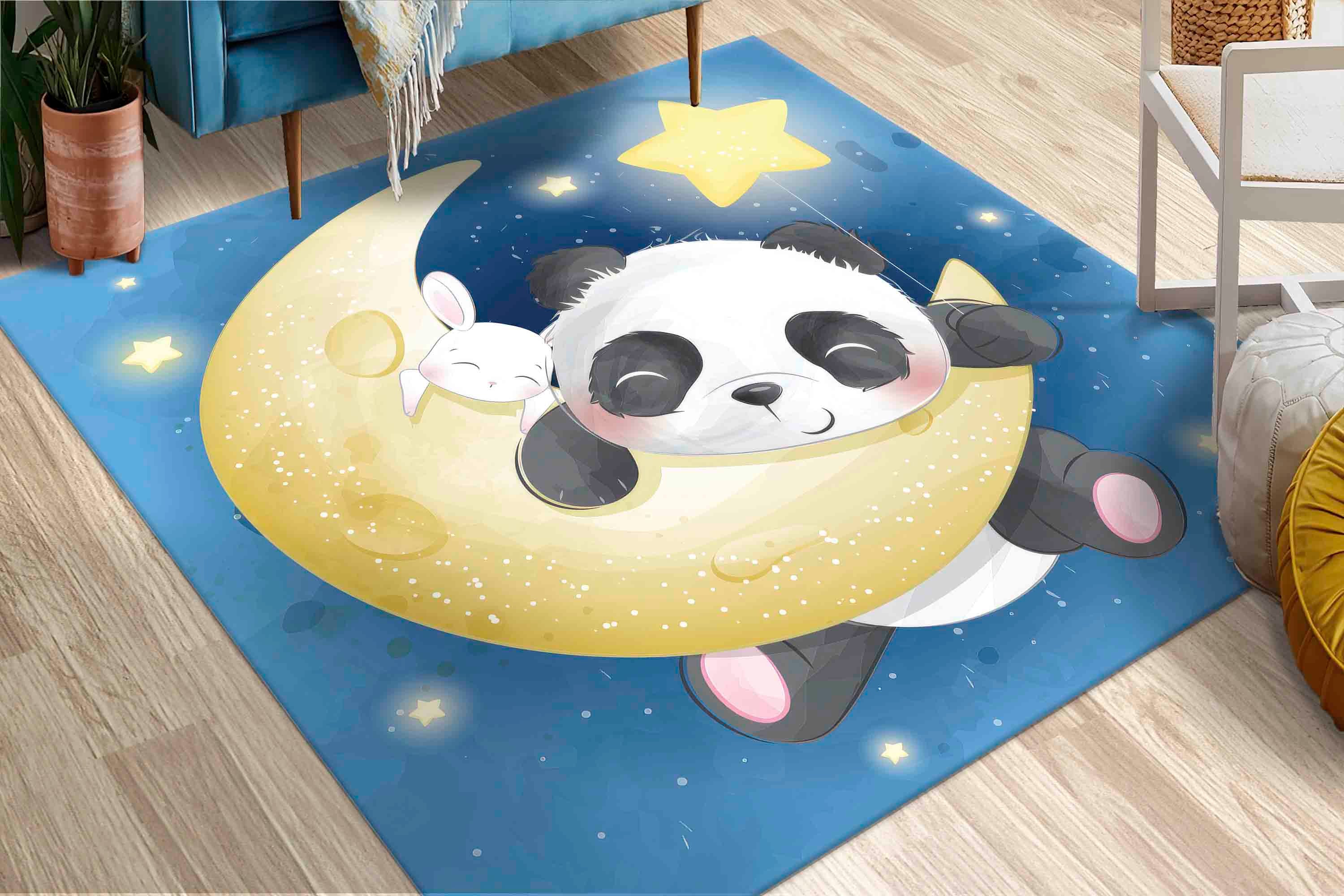Cute Panda Rug, Cute Moon Rugs, Panda Rugs, Children Rugs, Gift Rug ...