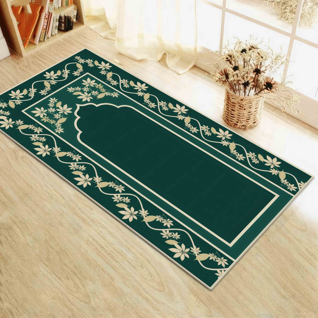 Green Prayer Rug, Beige Prayer Rug, Islamic Rug, Muslim Home Rug ...