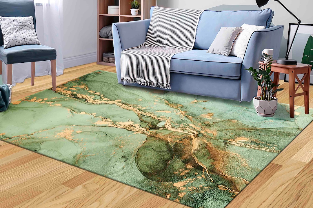Green and Gold Marble Rugs, Green Marble Rug, Gold Rug, Marble Rugs ...