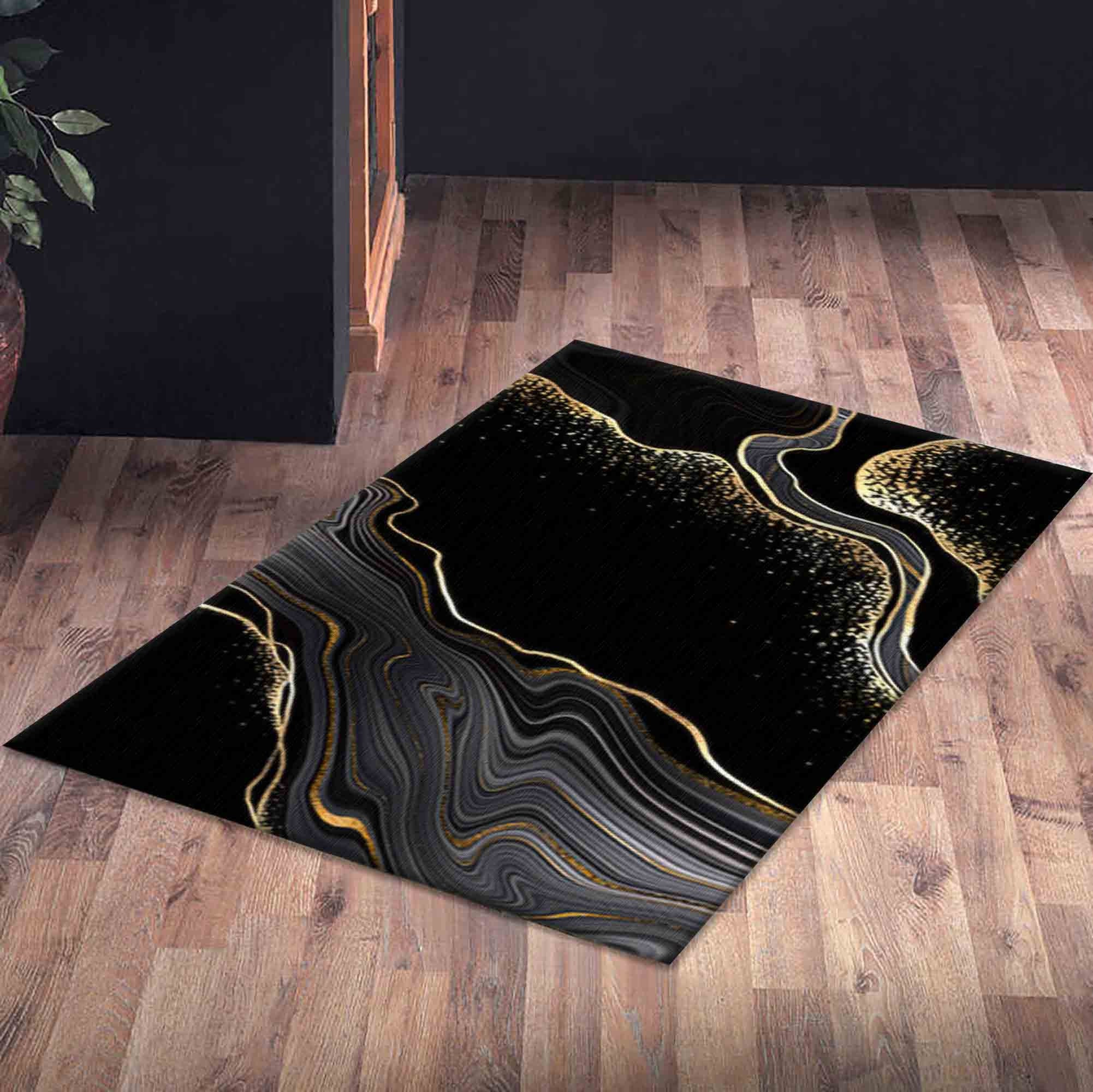 Black and Gold Marble Rugs Black Marble Rug Gold Marble Rug - Etsy