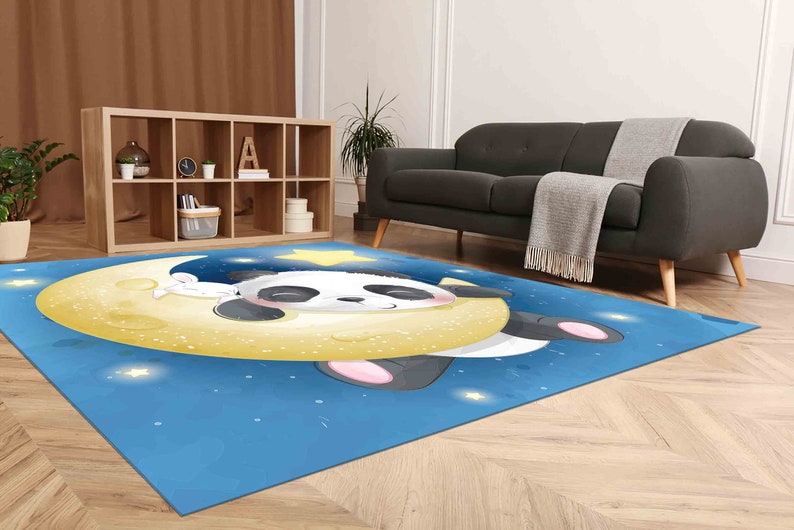 Cute Panda Rug, Cute Moon Rugs, Panda Rugs, Children Rugs, Gift Rug ...