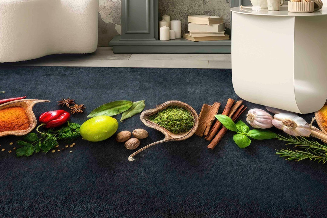 Spices Kitchen Rug, Kitchen Rug, Food Rugs, Modern Rug, Non-slip Carpet ...
