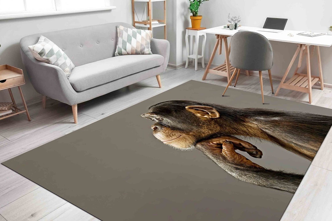 Thinking Monkey Rug: Animal Lover Gift, Anti-slip Carpet - Etsy