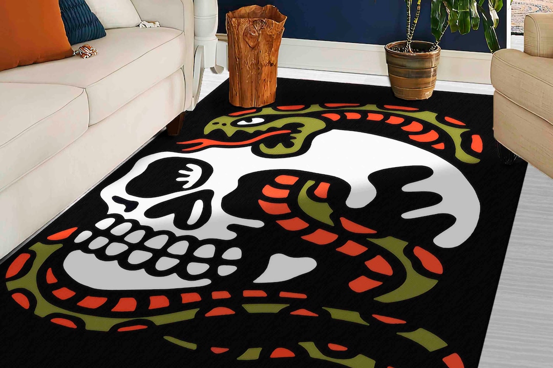 Skull and Snake Rug, Japanese Rugs, Abstract Rugs, Modern Rug, Customs ...