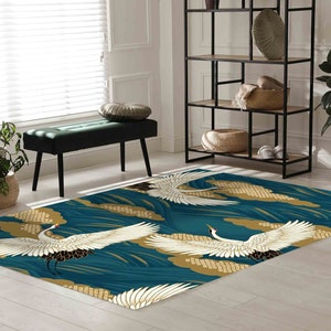 Saloon Rug, Thin Rug, Runner Rug, Gift for Her, Japanese Art Crane ...