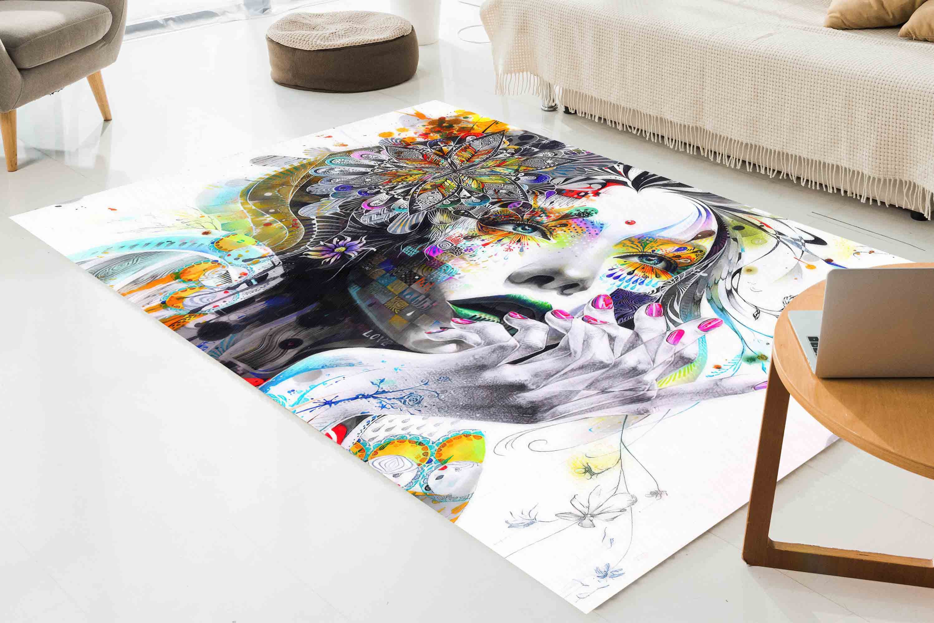 Woman Rug Woman Portrait Rug Woman Face Rug Colorful Rug - Etsy