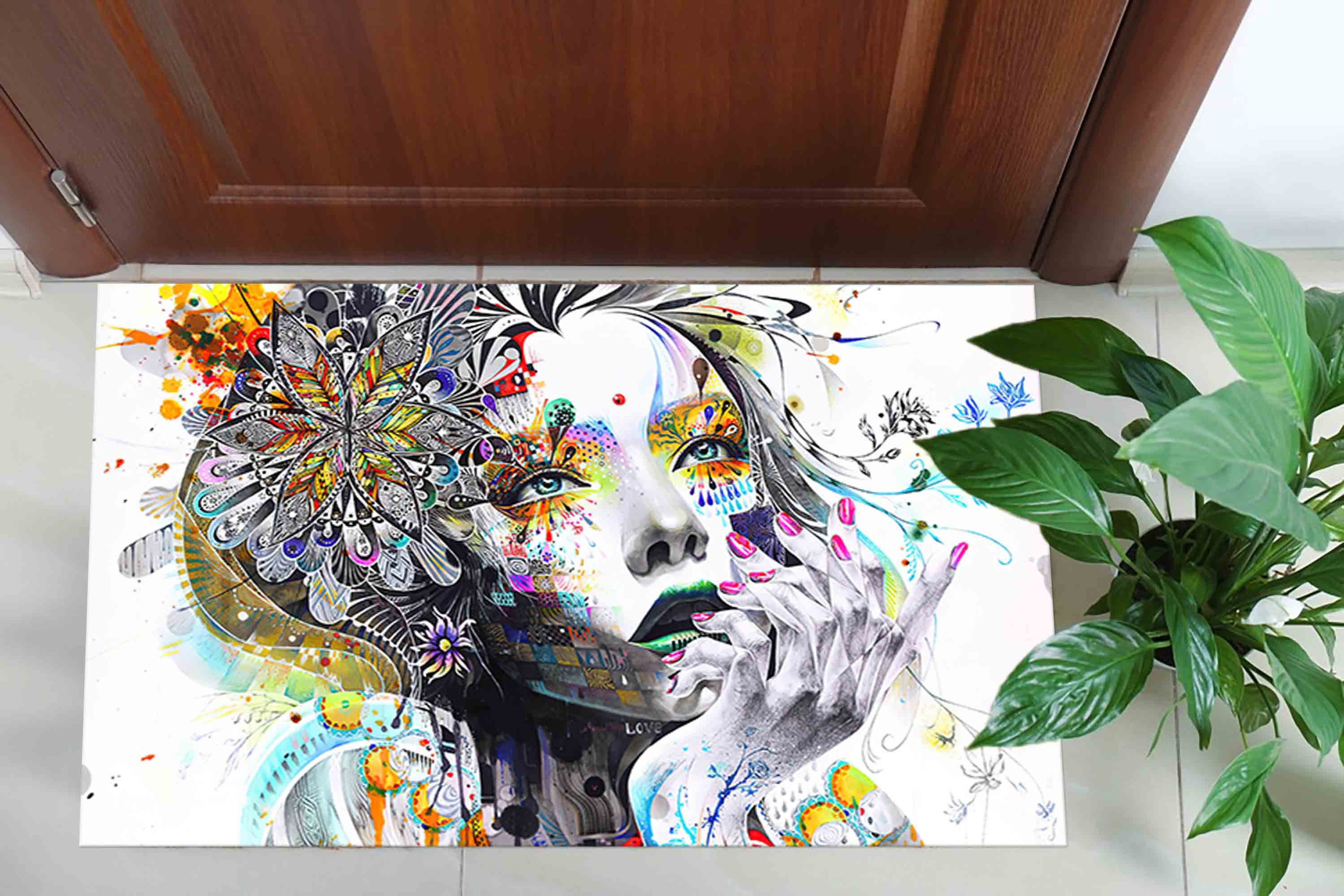 Woman Rug Woman Portrait Rug Woman Face Rug Colorful Rug - Etsy