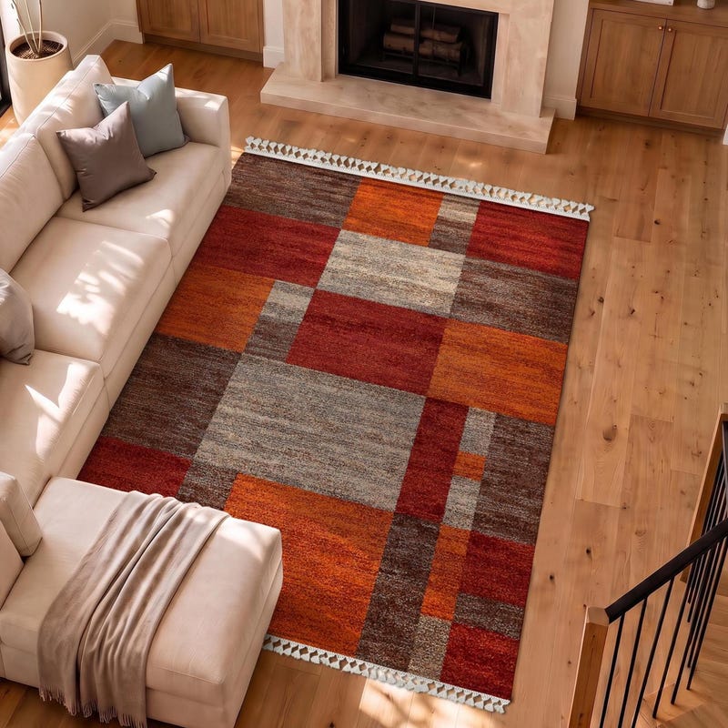Geometric Earth Tones Rug - Etsy