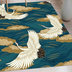 Saloon Rug, Thin Rug, Runner Rug, Gift for Her, Japanese Art Crane ...
