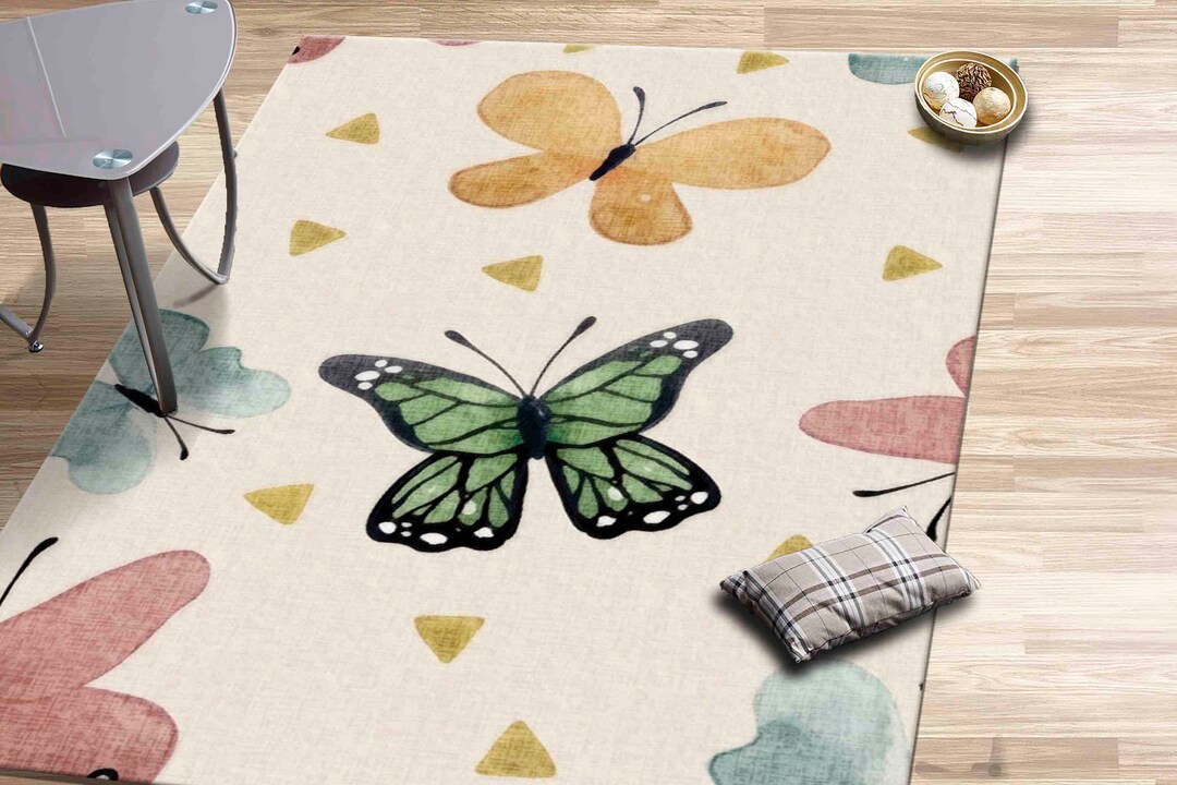 Butterflies Rug, Butterfly Rug, Colorful Rug, Kids Room Rugs, Entryway ...