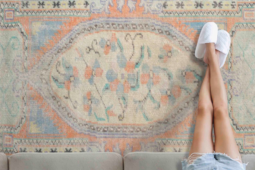 Floral Pattern Rug, Blue Rug, Muted Rug, Luxury Rugs, Turkish Rug ...