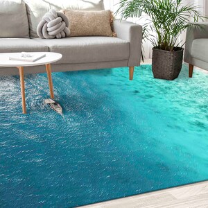 Sea View Rug, Sea Landscape Rug, Ocean Rug, Blue Rug, Home Decor Rug ...