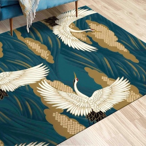 Saloon Rug, Thin Rug, Runner Rug, Gift for Her, Japanese Art Crane ...