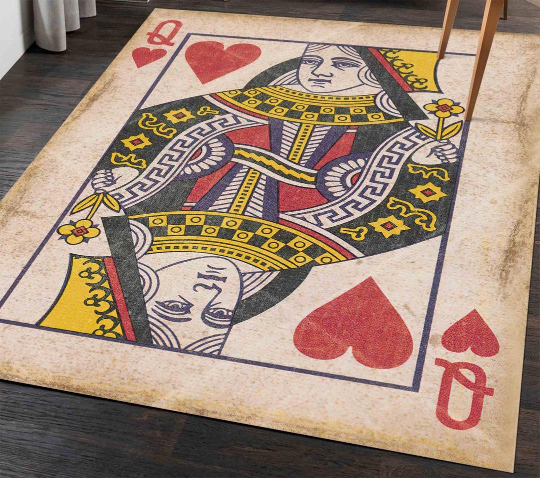 Queen Rug, Playing Card Rug, Play Room Rug, Queen of Hearts Playing ...