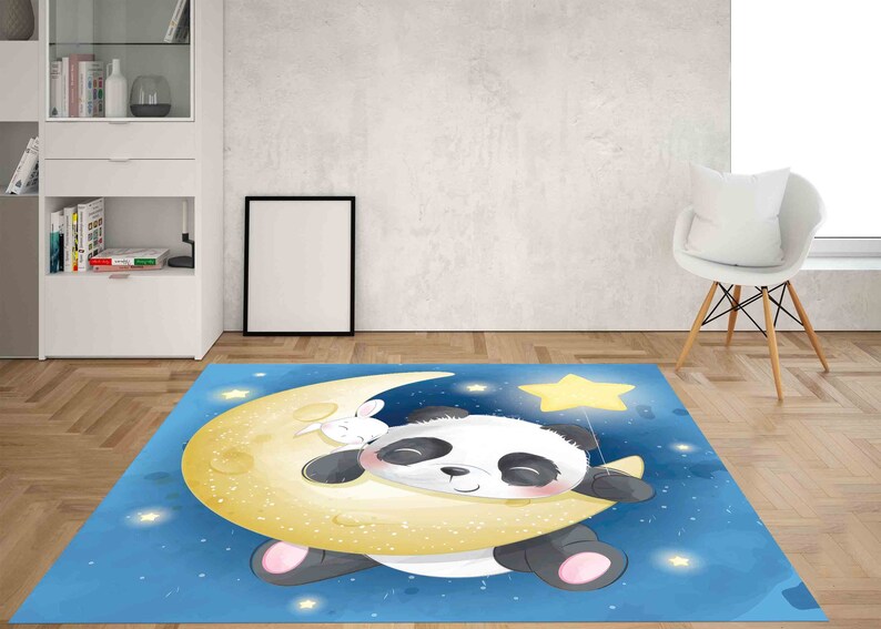 Cute Panda Rug, Cute Moon Rugs, Panda Rugs, Children Rugs, Gift Rug ...