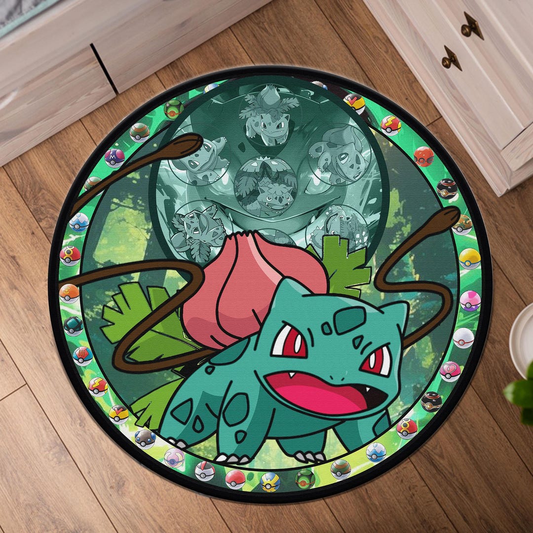 Bulbasaur Rug, Anime Rug, Game Room Decor, Play Room Rug, Housewarming ...