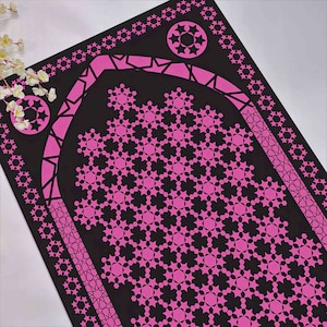 Pink Prayer Rug, Black Prayer Rug, Prayer Rug, Islamic Rug, Mosque ...