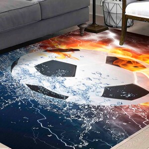 Soccer Ball Rug, Ball Rug, Ball Fire Rug, Soccer Rug, Front Door Rug ...