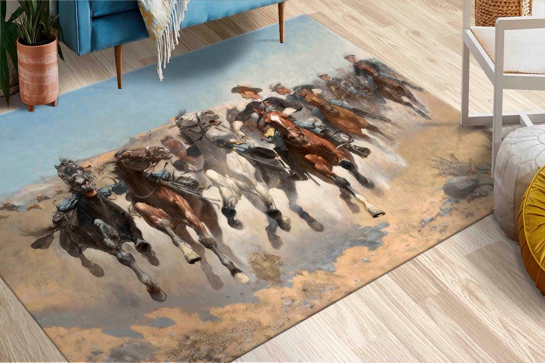 Horse Rug, Saloon Rug, Customs Rug, Loft Decor, the Fourth Troopers ...