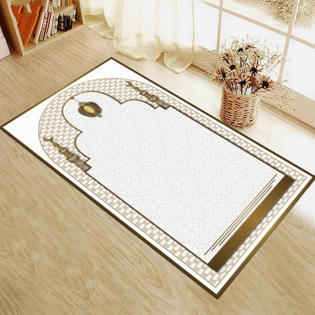 Gold Prayer Rug, Worship Rug, Muslim Home Rug, Religious Rug, Prayer ...