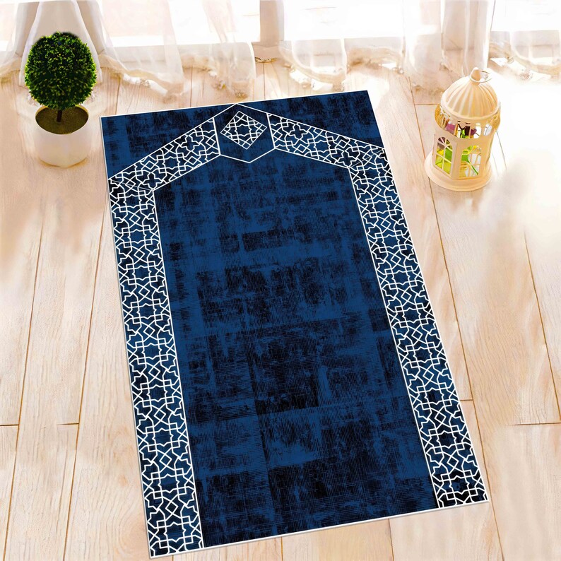 Navy Blue Prayer Rug: 3D Printed Muslim Worship Rug - Etsy
