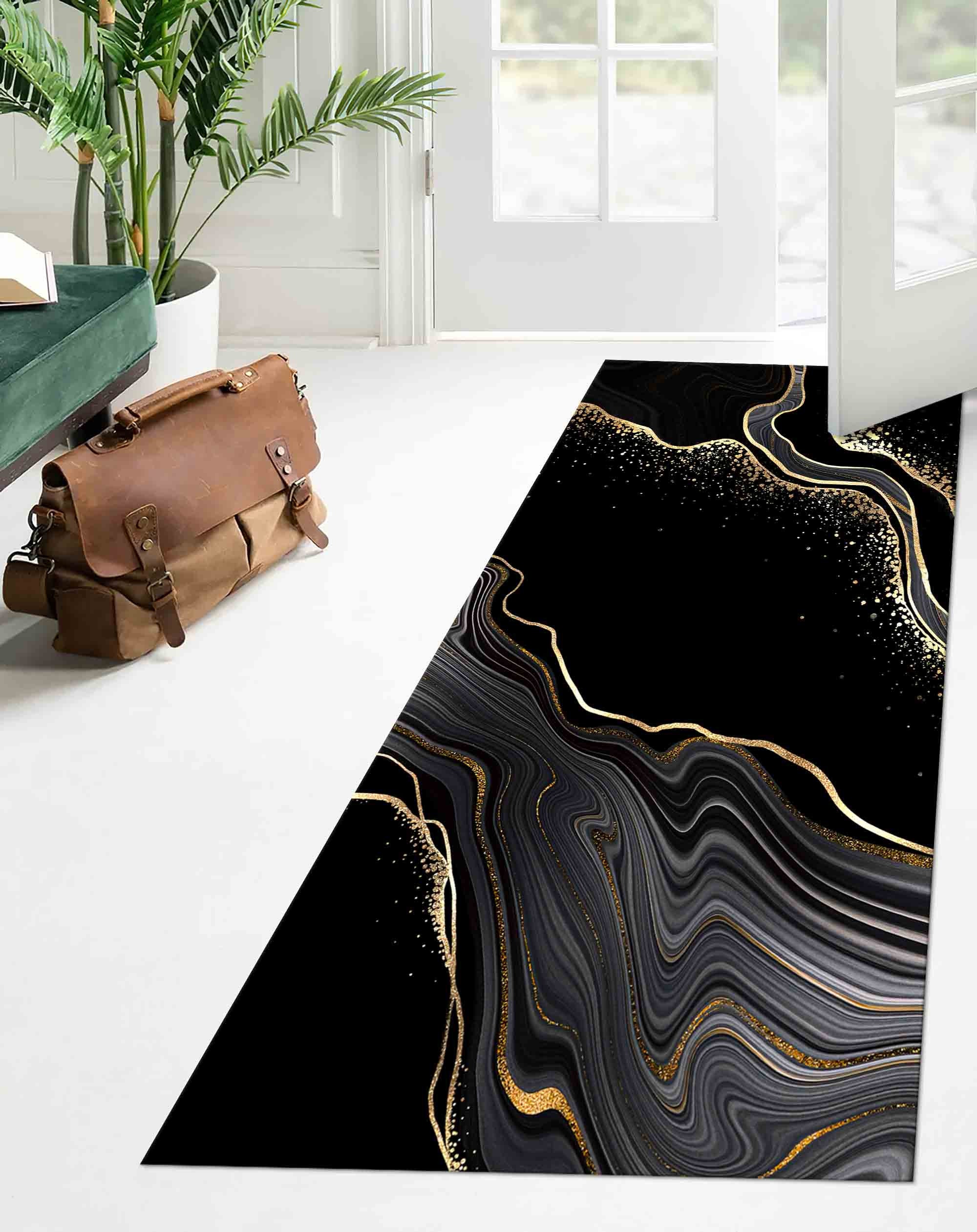 Black and Gold Marble Rugs Black Marble Rug Gold Marble Rug - Etsy