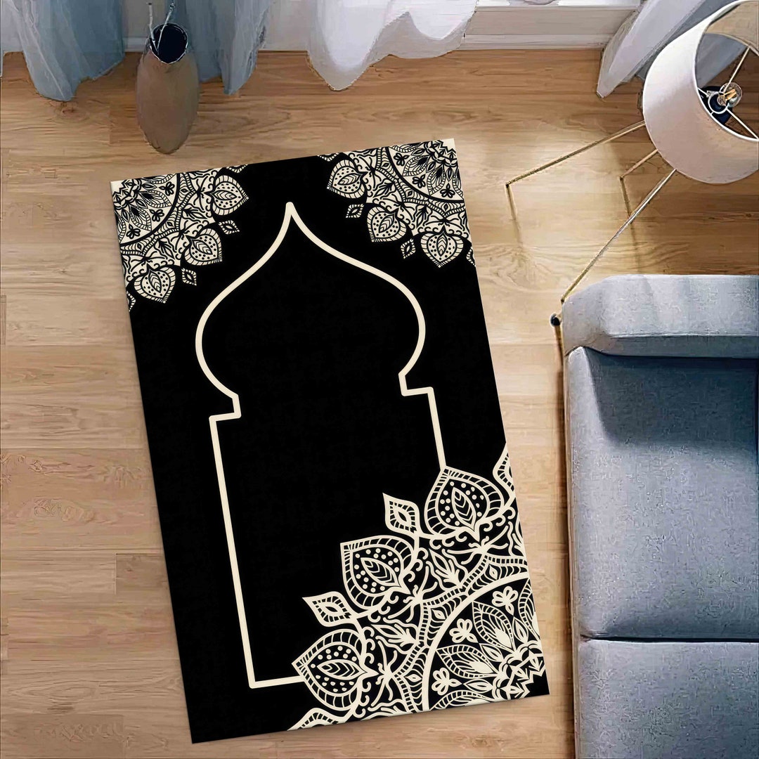 Black Prayer Rug, Beige Prayer Rug, Worship Rugs, Muslim Rug, Islamic ...