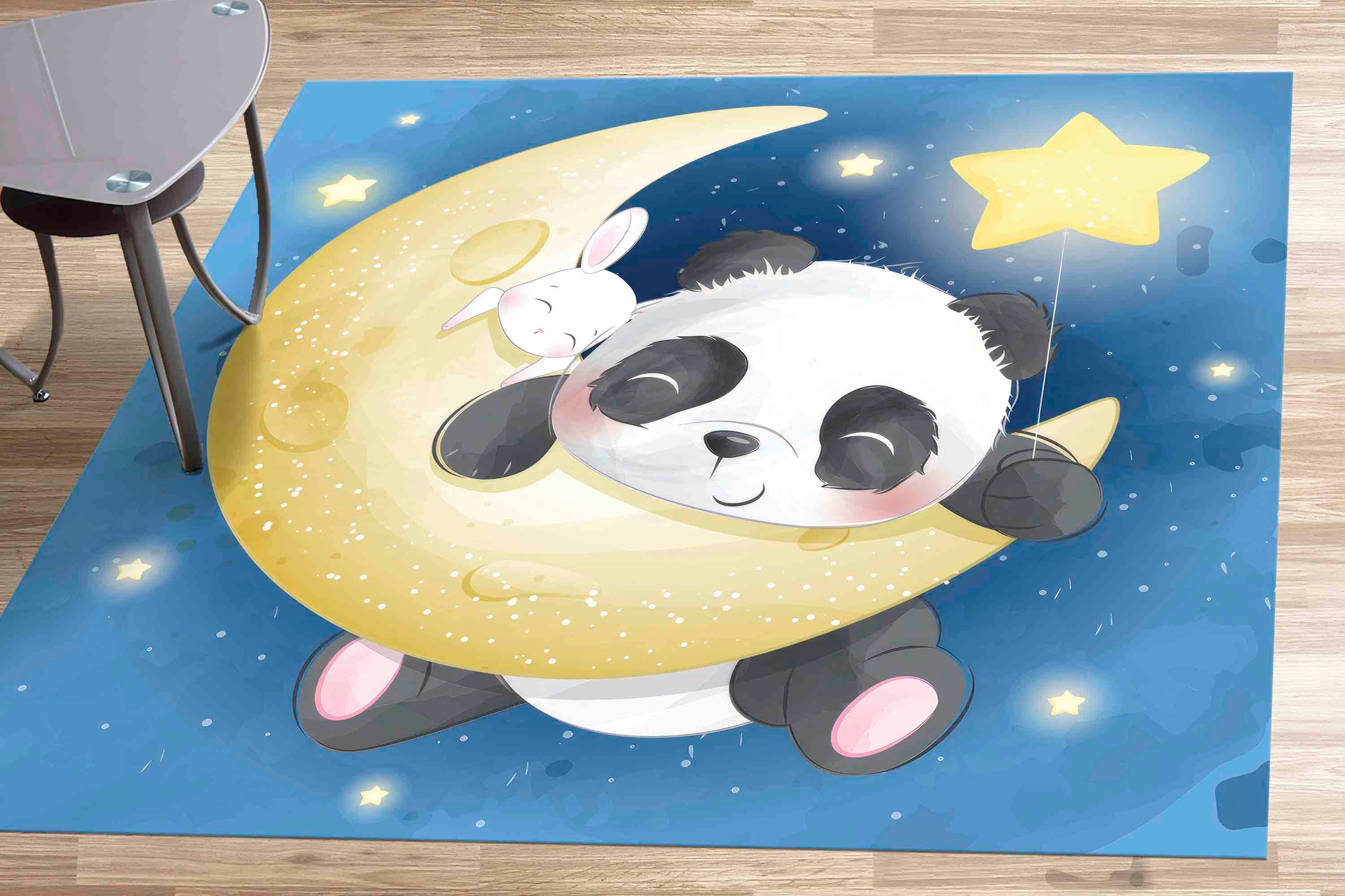 Cute Panda Rug, Cute Moon Rugs, Panda Rugs, Children Rugs, Gift Rug ...