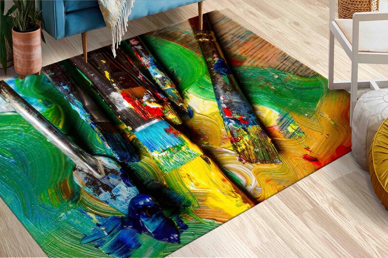 Colorful Brush Stroke Rugs Painter Brushes Rug Contemporary - Etsy