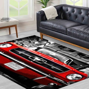 Ford Mustang Shelby Rug, Red Car Rug, Shelby Rugs, Garage Rug ...