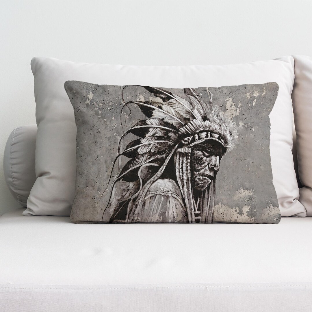 Native American Pillow, Home Decor, Printed Fabric, American Indian ...