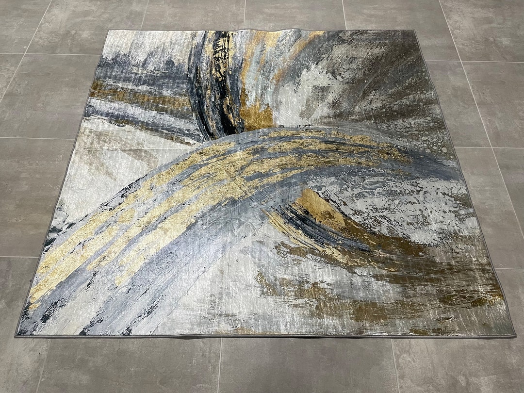 Abstract Gold Marble Rug, Gray Rugs, Golden Marble Rugs, Gold Marbling ...