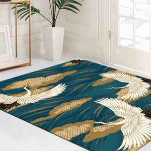 Saloon Rug, Thin Rug, Runner Rug, Gift for Her, Japanese Art Crane ...