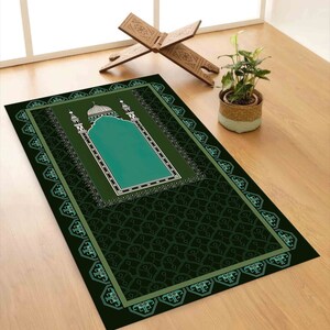 Green Prayer Rug, Prayer Rug, Spiritual Rug, Muslim Home Rug, Religious ...