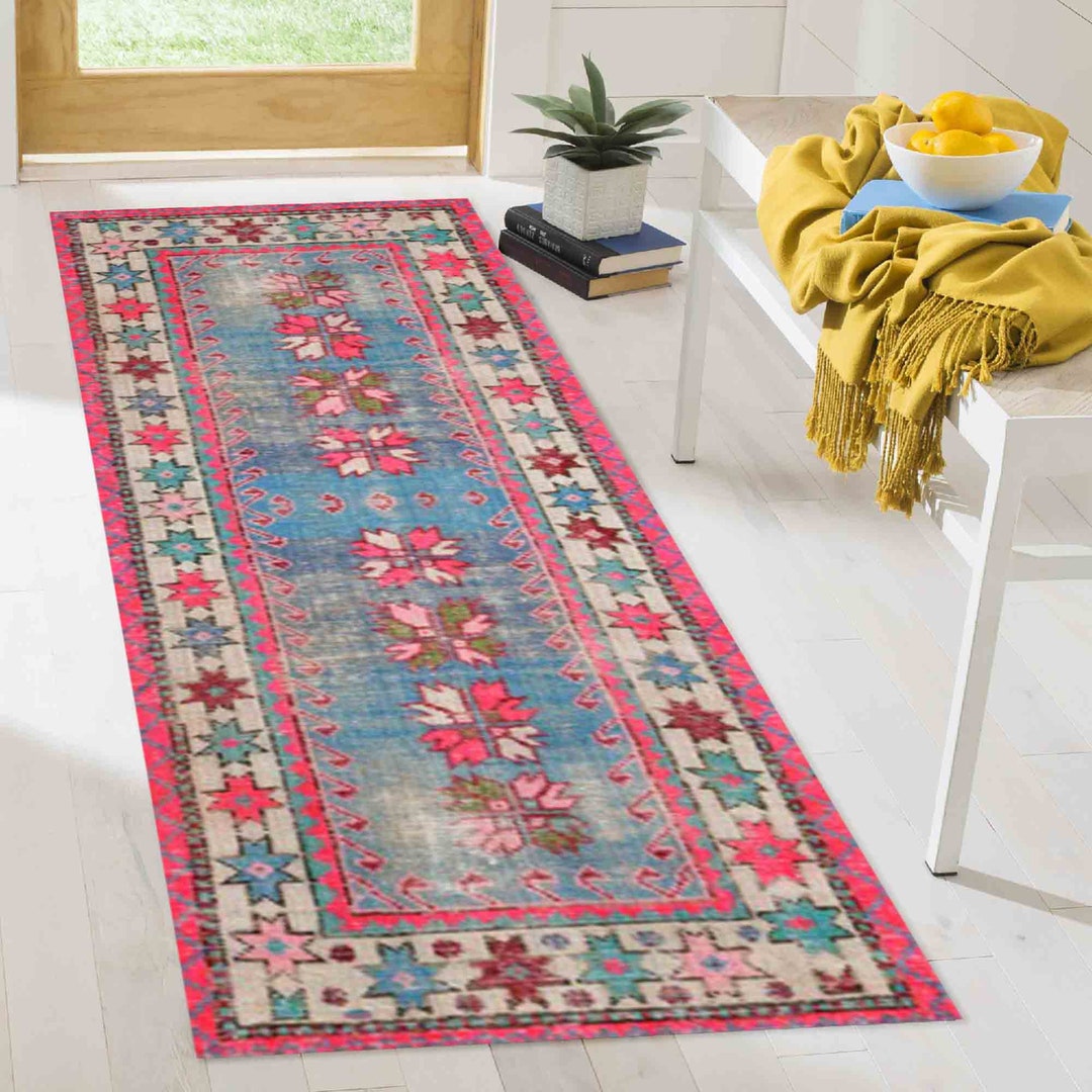 Pink and Blue Rug, Floral Pattern Rugs, Oushak Rugs, Oriental Rug ...