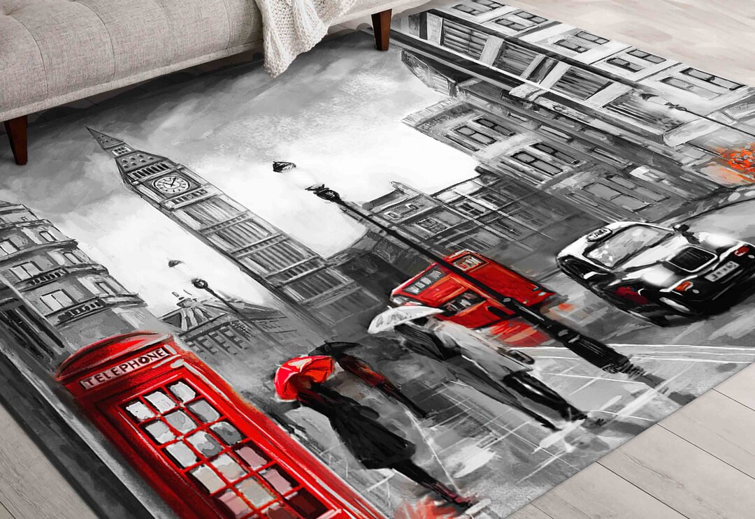 Entry Rug, Stair Rug, Office Rug, Non-slip Carpet, London Telephone Box ...