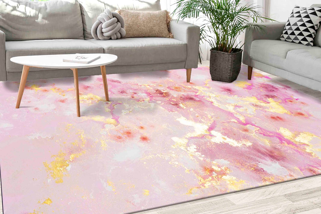 Pink and Gold Marble Rugs, Pink Marble Rugs, Shimmery Rugs, Modern ...