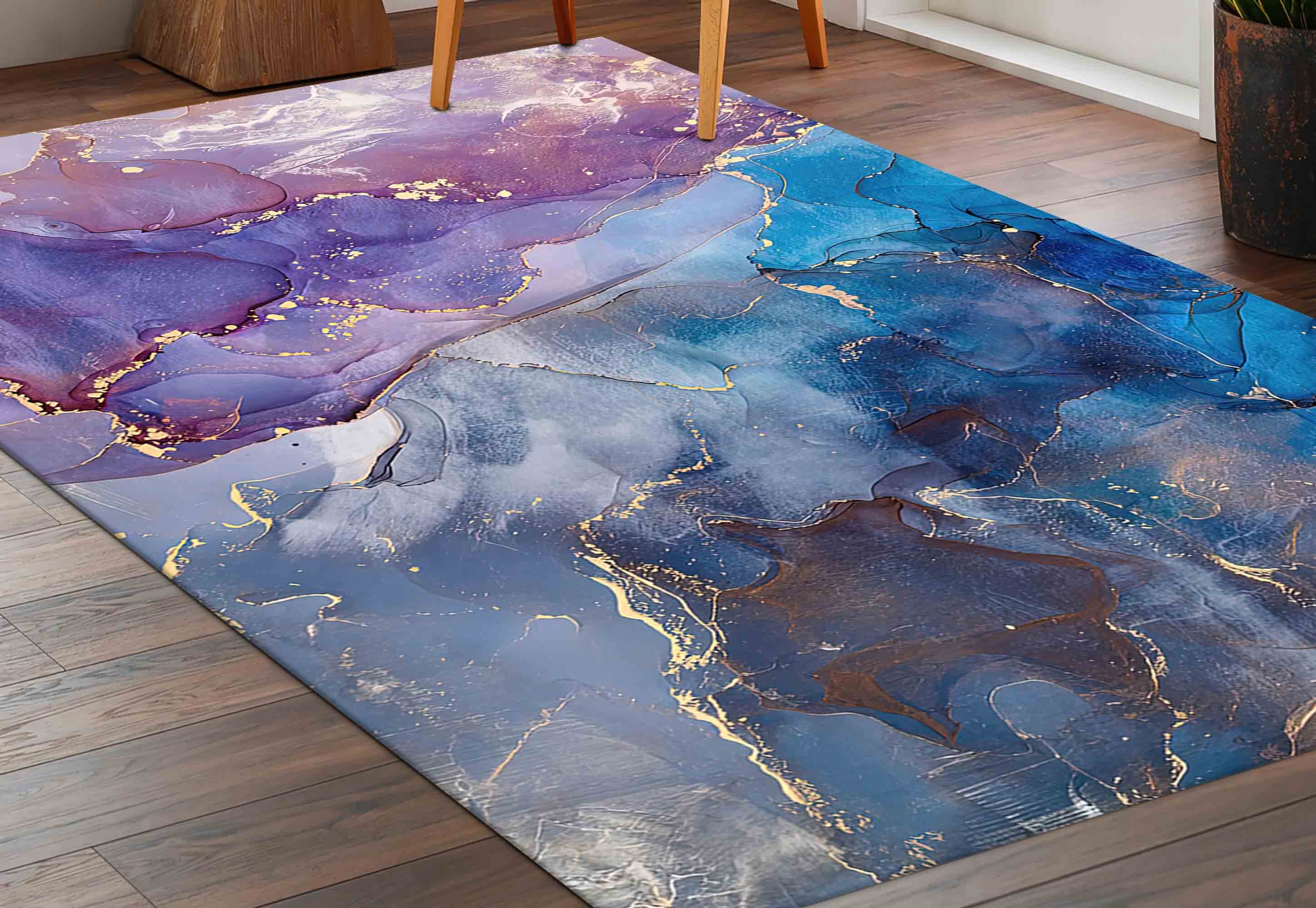 Purple and Blue Marble Rug Blue Marble Rugs Gold Marble Rug - Etsy
